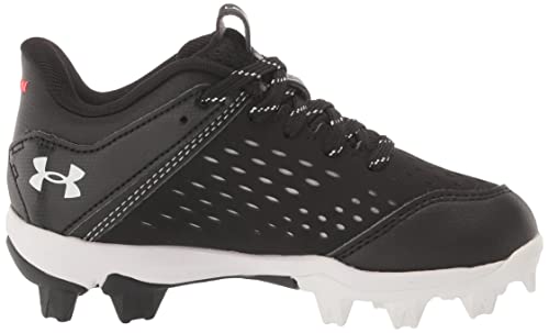 Under Armour Baby Boys Leadoff Low Junior Rubber Molded Cleat Baseball Shoe, (001) Black/Black/White, 12 Little Kid US