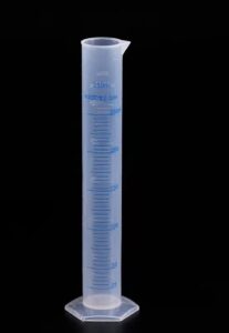 250ml plastic graduated cylinder beaker - 250ml science measuring test tube flask, 2-sided marking - blue and raised graduation lines, pour spout