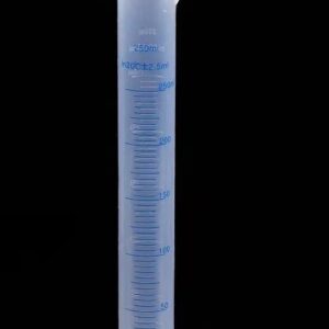 250ml Plastic Graduated Cylinder Beaker - 250ml Science Measuring Test Tube Flask, 2-Sided Marking - Blue and Raised Graduation Lines, Pour Spout