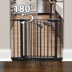 Cumbor 29.7"-46” Auto Close Safety Baby Gate,Black & Cumbor 29.7"-40.6” Auto Close Safety Baby Gate,Black