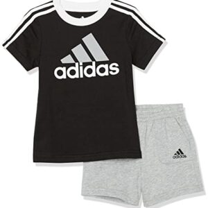 adidas Boys' Baby 2 Piece French Terry Short Set, Black, 24 Months