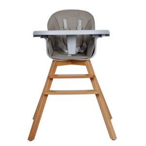 bebehut 3-in-1 high chair for baby, infants and toddlers, solid beech wood frame, dishwasher safe tray & tray insert (cappuccino)