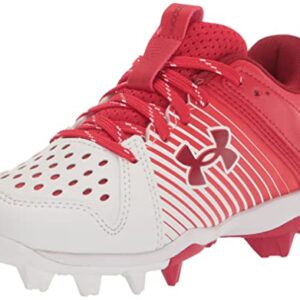 Under Armour Baby Boys Leadoff Low Junior Rubber Molded Cleat Baseball Shoe, (601) Red/White/White, 3 Little Kid US