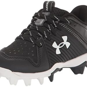 Under Armour Baby Boys Leadoff Low Junior Rubber Molded Cleat Baseball Shoe, (001) Black/Black/White, 12 Little Kid US