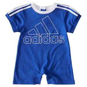 adidas baby boys short sleeve 3- stripe shortie rompers, team royal blue, 18 months us