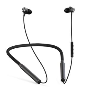 tangmai n6 neckband bluetooth 5.0 headphones with microphones, bluetooth earbuds with deep bass hifi stereo, 24h playtime, portable magnetic wireless earphones, clear calls, lightweight fit -black