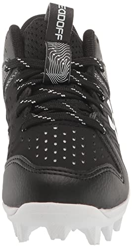 Under Armour Baby Boys Leadoff Mid Junior Rubber Molded Cleat Baseball Shoe, (001) Black/Black/White, 11 Little Kid US