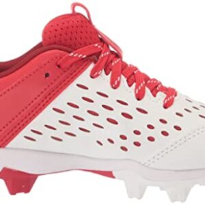 Under Armour Baby Boys Leadoff Low Junior Rubber Molded Cleat Baseball Shoe, (601) Red/White/White, 3 Little Kid US