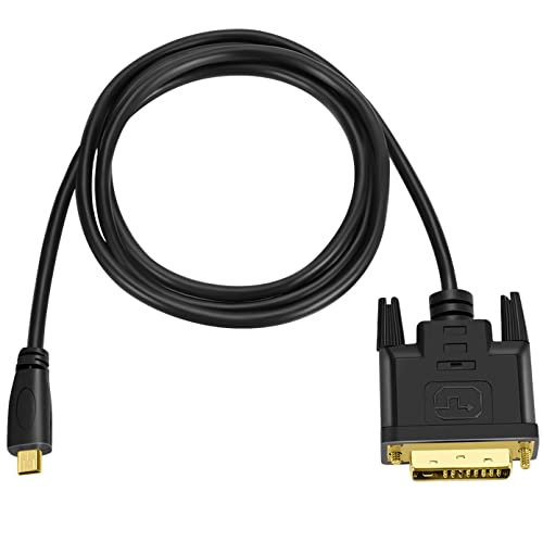 Twozoh Micro HDMI to DVI Cable 6FT, Micro HDMI 1.4 to DVI 24+1 Pin Male to Male Cable Support 1080P Full HD