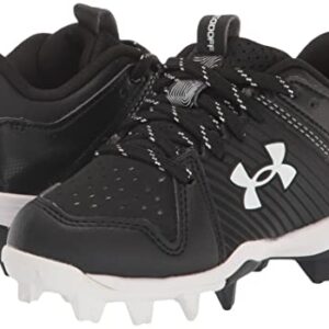 Under Armour Baby Boys Leadoff Low Junior Rubber Molded Cleat Baseball Shoe, (001) Black/Black/White, 12 Little Kid US