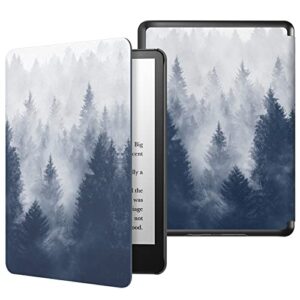 moko case for 6.8" kindle paperwhite (11th generation-2021) and kindle paperwhite signature edition, light shell cover with auto wake/sleep for kindle paperwhite 2021 e-reader, gray forest