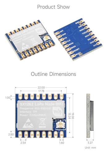 Waveshare Core1262 HF LoRa Module, SX1262 Chip, Meshtastic Devices,Long-Range Communication, Anti-Interference, Suitable for Sub-GHz Band