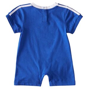 adidas baby boys Short Sleeve 3- Stripe Shortie Rompers, Team Royal Blue, 18 Months US