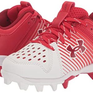 Under Armour Baby Boys Leadoff Low Junior Rubber Molded Cleat Baseball Shoe, (601) Red/White/White, 3 Little Kid US