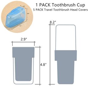 Travel Toothbrush Holder for Bathroom with 5 Toothbrush Head Protective Case, 1pcs White Covered Toothbrush Holders Can be Used as Toothbrush Travel Container for Camping School Business Trip Shower