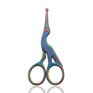 yjsstriving nose hair scissors rounded tip facial hair scissors blunt tip scissors for eyebrows facial hair, nose hair, mustache, eyelashes, beard trimming (rainbow)