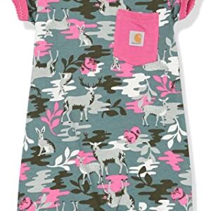 Carhartt baby girls Short-sleeve Outdoor Camo Print Rompers, Raspberry Rose, 24 Months US