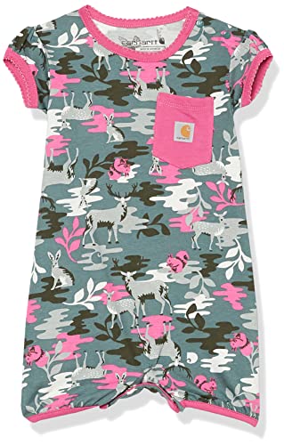 Carhartt baby girls Short-sleeve Outdoor Camo Print Rompers, Raspberry Rose, 24 Months US