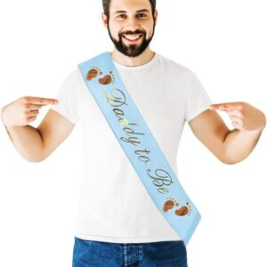 Daddy To Be & Mommy To Be Sash For Baby Shower- Blue w/Gold Lettering Baby Gender Reveal Ideas Boy Ideas Dad Diaper Party Favor New Father Gift Prince Decorations Dadchelor Baby Gifts Little Man