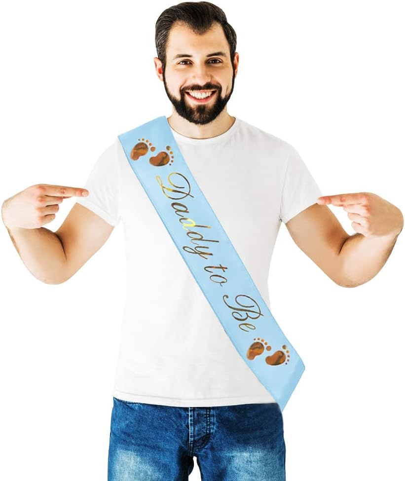 Daddy To Be & Mommy To Be Sash For Baby Shower- Blue w/Gold Lettering Baby Gender Reveal Ideas Boy Ideas Dad Diaper Party Favor New Father Gift Prince Decorations Dadchelor Baby Gifts Little Man