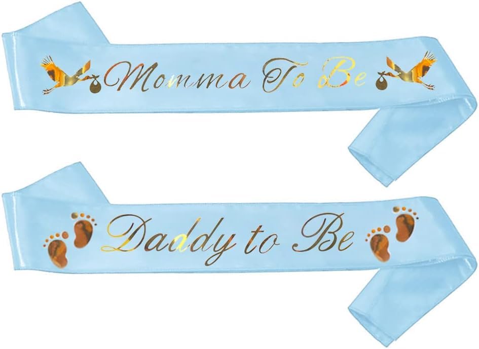 Daddy To Be & Mommy To Be Sash For Baby Shower- Blue w/Gold Lettering Baby Gender Reveal Ideas Boy Ideas Dad Diaper Party Favor New Father Gift Prince Decorations Dadchelor Baby Gifts Little Man