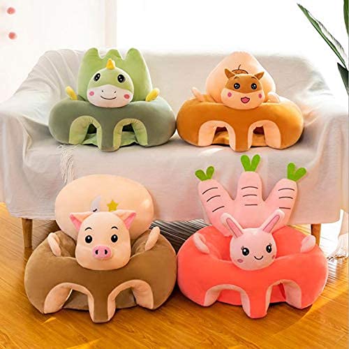 Qingsi 1Pcs Animal Shaped Baby Sitting Chair Baby Support Sofa Learn to Sit Feeding Chair Cover Baby Learning Sitting Chair for Toddlers 3-24 Month Baby Floor Plush Lounger(No Filling,just Cover)