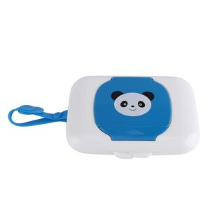 baby wet tissue box, eco‑friendly odourless convenient usage baby wipes dispenser wet wipes case for outdoor travel(blue panda)