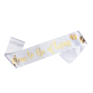 olilly white sash for a mom to be of twins - perfect for a baby shower party (mom to be of twins)