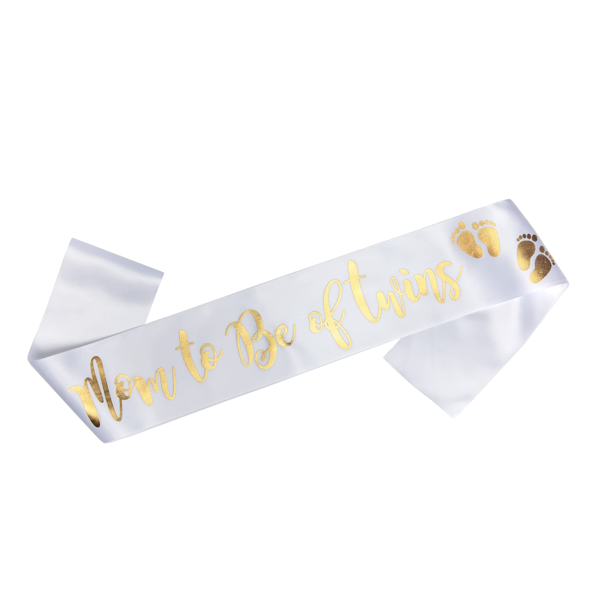 OLILLY White sash for a Mom to Be of Twins - Perfect for a Baby Shower Party (Mom to Be of Twins)