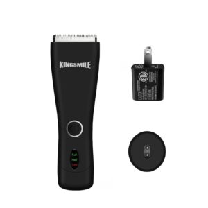 kingsmile body hair trimmer, wireless home haircutting kit, men's shaving & grooming sets with charger,haircutting tools, electric razor for trimming women, children guide combs, black