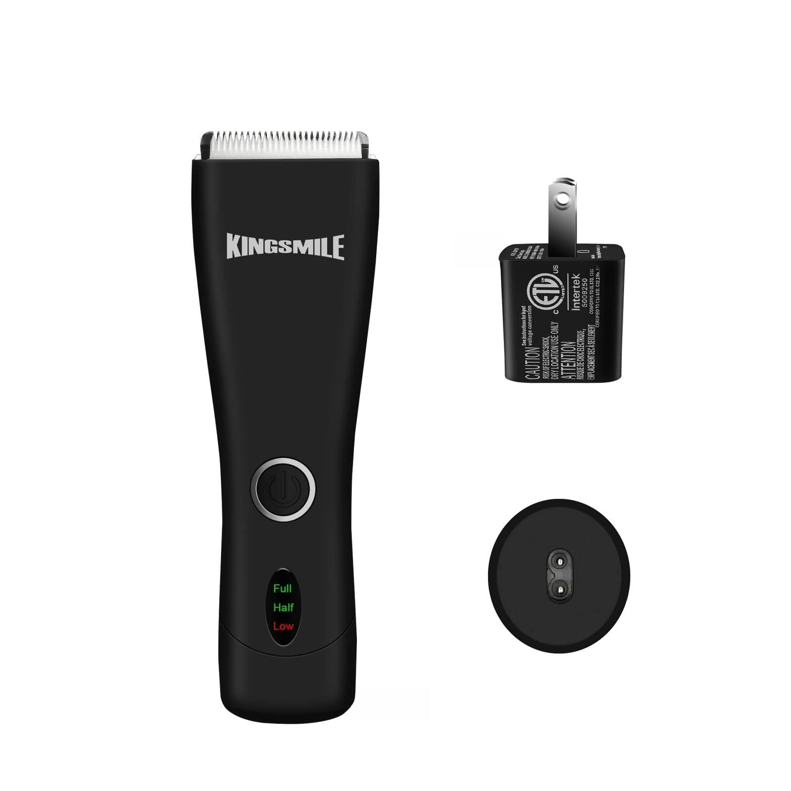 Kingsmile Body Hair Trimmer, Wireless Home Haircutting Kit, Men's Shaving & Grooming Sets with Charger,Haircutting Tools, Electric Razor for Trimming Women, Children Guide Combs, Black