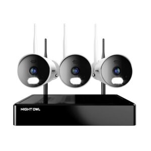 night owl 10 channel bluetooth video home security camera system with (3) wi-fi ip 4k hd indoor/outdoor spotlight cameras 2-way audio & 1tb hard drive (expandable up to cameras), btwn81l-2-3-b