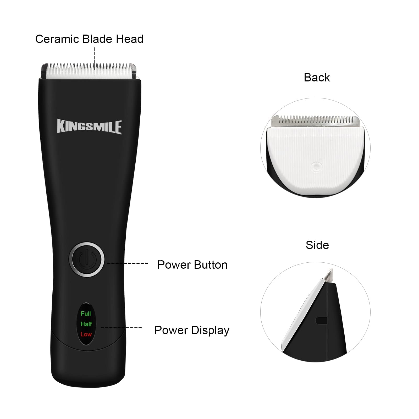 Kingsmile Body Hair Trimmer, Wireless Home Haircutting Kit, Men's Shaving & Grooming Sets with Charger,Haircutting Tools, Electric Razor for Trimming Women, Children Guide Combs, Black