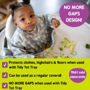 Tidy Tot- 2 Pack Spare Baby Bibs for Bib & Tray Kit - Mess Proof Long Sleeve Smock Attaches to Feeding Mat - 2 Waterproof Bibs – Machine Washable. Fits Babies and Toddlers 6-24 months.