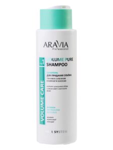 aravia volumizing professional shampoo for fine and oily hair | sulfate free | hair volume pure care| barbershop product 400 ml 13.5 fl oz