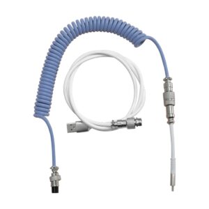 epomaker ajazz detachable coiled keyboard cable type c to usb-a with aviation connector for mechanical gaming keyboard(blue)