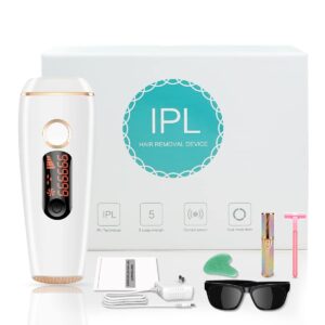 IPL Hair Removal is Permanent and Painless. Upgrade to 999999 Times for At-Home Facial Hair Remover for Women and Man, for Armpits Arms Bikini Line Legs and Facial Hair Removal(White)