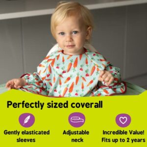 Tidy Tot- 2 Pack Spare Baby Bibs for Bib & Tray Kit - Mess Proof Long Sleeve Smock Attaches to Feeding Mat - 2 Waterproof Bibs – Machine Washable. Fits Babies and Toddlers 6-24 months.