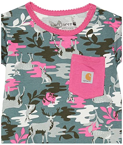 Carhartt baby girls Short-sleeve Outdoor Camo Print Rompers, Raspberry Rose, 24 Months US