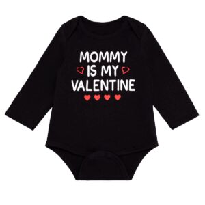 Baby Boy Outfit Set Valentine's Day Long Sleeve Heart Breaker Clothes Bodysuit (Black, 3-6 Months)