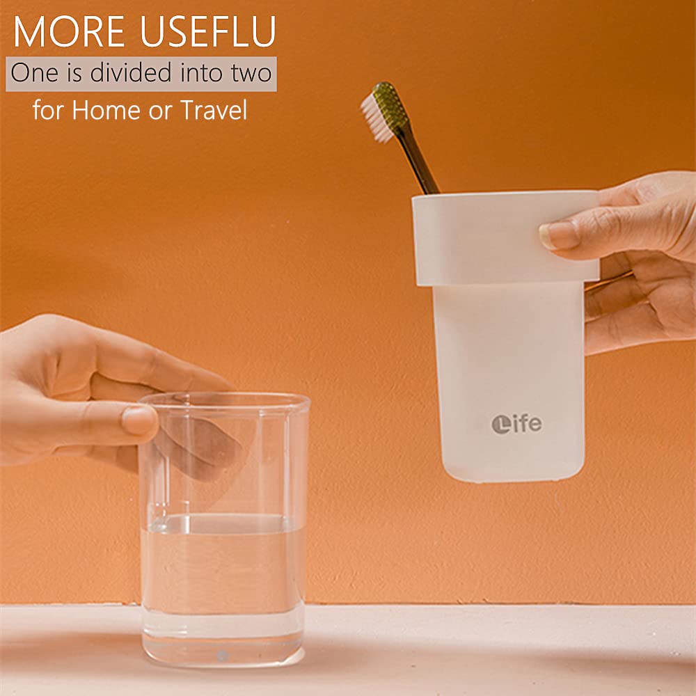 Travel Toothbrush Holder for Bathroom with 5 Toothbrush Head Protective Case, 1pcs White Covered Toothbrush Holders Can be Used as Toothbrush Travel Container for Camping School Business Trip Shower