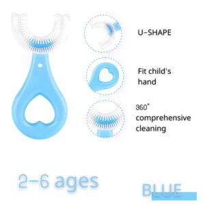 Kidszz Kids U-Shaped Toothbrush, (2-6 Years) Toddler Manual Training Toothbrush Food-Grade Soft Silicone Brush Head 360 ° Oral Teeth Cleaning Design (3pcs)