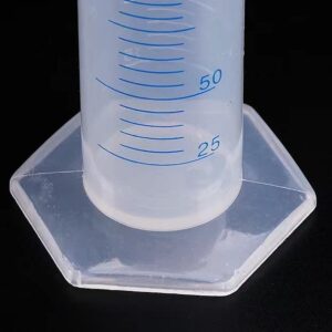 250ml Plastic Graduated Cylinder Beaker - 250ml Science Measuring Test Tube Flask, 2-Sided Marking - Blue and Raised Graduation Lines, Pour Spout