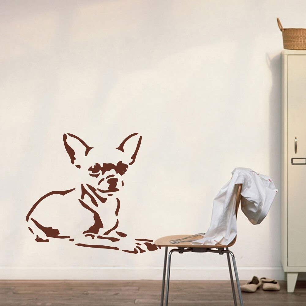 Wall Sticker Decal Art Décor Cartoon Chihuahua Dog Wall Decal Kids Room Living Room Puppy Pet Dog Animal Wall Sticker Baby Nursery Vinyl Home Decor62X57CM