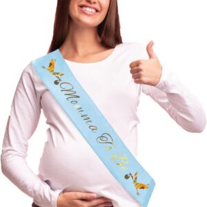 Daddy To Be & Mommy To Be Sash For Baby Shower- Blue w/Gold Lettering Baby Gender Reveal Ideas Boy Ideas Dad Diaper Party Favor New Father Gift Prince Decorations Dadchelor Baby Gifts Little Man