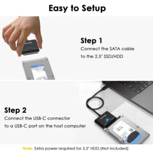 WAVLINK SATA to USB C Adapter Cable, USB-C (Thunderbolt 3) to SATA III Hard Driver Adapter Compatible for 2.5" SSD and HDD Hard Drive 5Gbps SATA III UASP