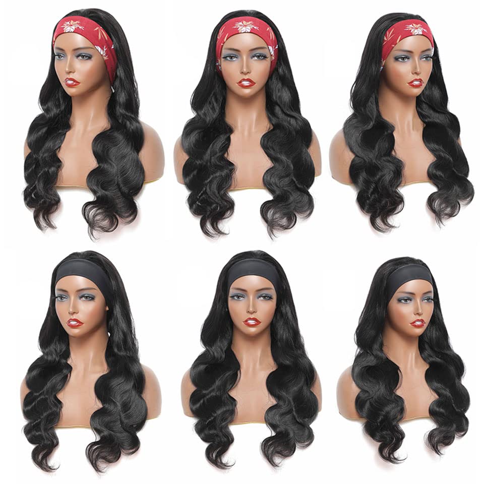 Headband Wigs for Black Women Human Hair 18 Inch Glueless Body Wave Headband Wig Human Hair 100% Brazilian Virgin Hair Machine Made Head band Wig 150% Density