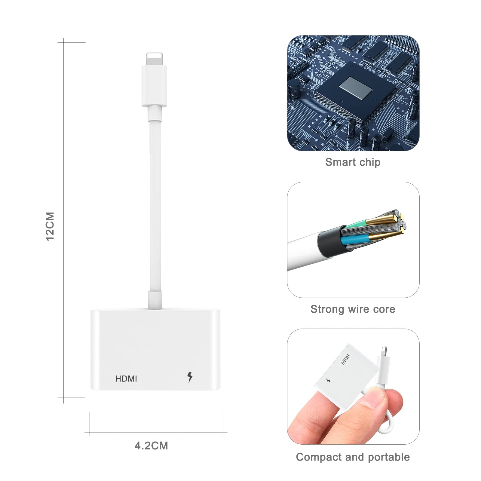 HDMI Adapter for iPhone to TV,iPad to HDMI,1080P HD Digital AV Adapter(No Need Power) Video & Audio Sync Screen Connector Compatibility with iPhone 14/13/12/11/X/8/iPad/to HDTV,Projector, Monitor.