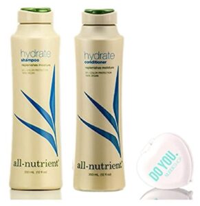 all nutrient hydrate shampoo & conditioner duo set, replenishes moisture (with sleek compact mirror) (12 oz + 12 oz duo kit)