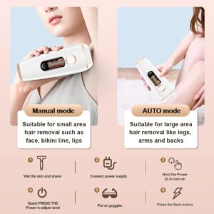 IPL Hair Removal is Permanent and Painless. Upgrade to 999999 Times for At-Home Facial Hair Remover for Women and Man, for Armpits Arms Bikini Line Legs and Facial Hair Removal(White)